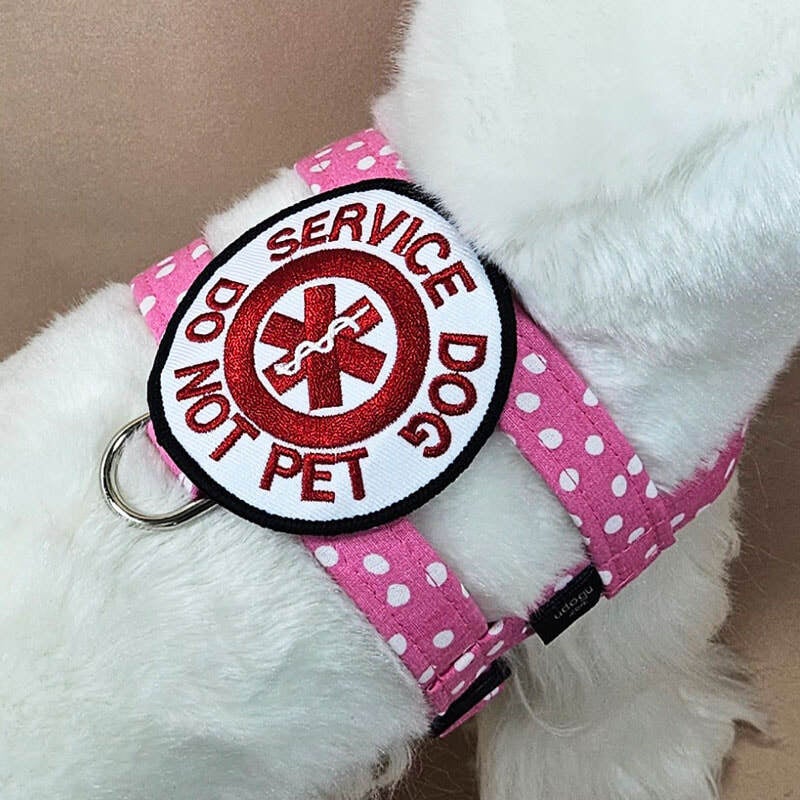 pink dot service dog easy-on harness | UDogU LLC